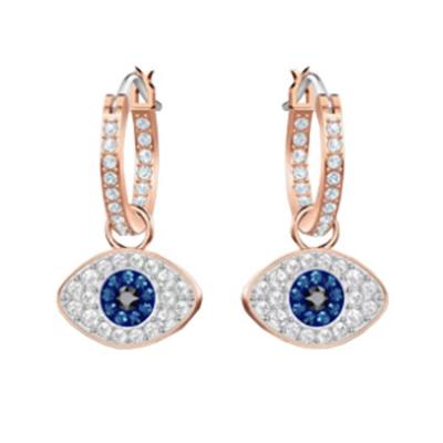 China Elegant Earrings Blue White Cz 925 Sterling Silver Dangle Hoop Earrings For Women for sale