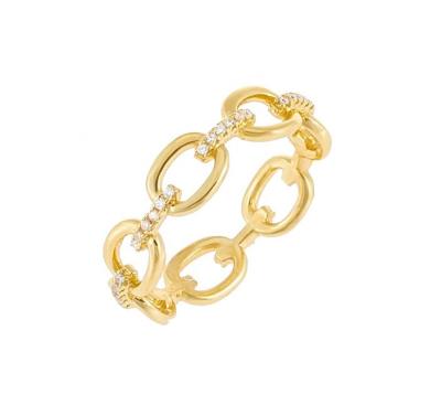 China Silver 14K Gold Plated Link Ring with Clear CZ Offered by OEM in Silver for sale