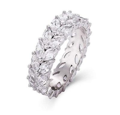 China 925 Sterling Silver Marquise White Gold CZ Eternity Band Rings Express Service DHL for sale