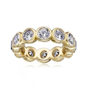 China CLASSIC Ins 18K Goud bekleed bezel Setting CZ Eternity Band 925 Sterling zilveren ringen for sale