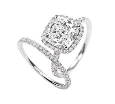 China Europe And America Trend Sterling Silver Engagement Ring Set With Silver Plating for sale