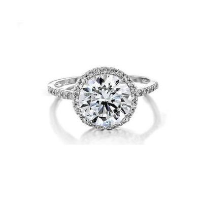 China 925 Sterling zilver 10mm Wit CZ Solitaire Verlovingsring met hoofdsteen maat 10mm for sale