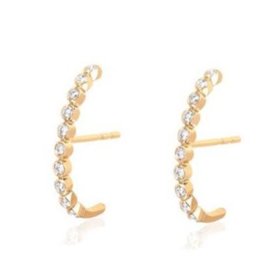 China 18K goud geplatte bezel setting witte kubische zircon stud oorbellen voor vrouwen for sale