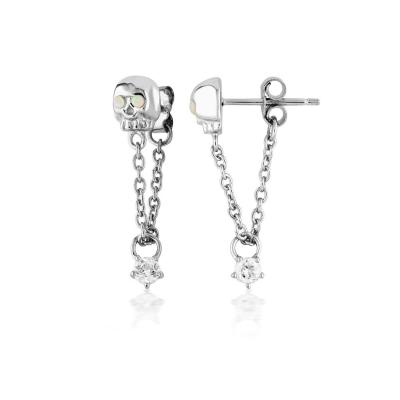China 18K Gold Plated Handmade Opal Stone Skull Chain Drop Women's Earring for sale