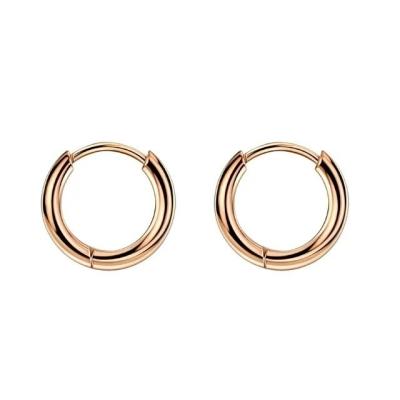 Cina Simply Rose Gold 8mm con cerniera Huggie Small Hoop orecchini in acciaio inossidabile per la laurea in vendita