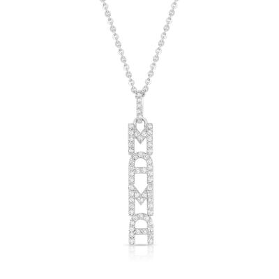 Cina Elegante 925 Sterling Silver 14K Gold MAMA Collare a sospensione fluttuante lungo in vendita