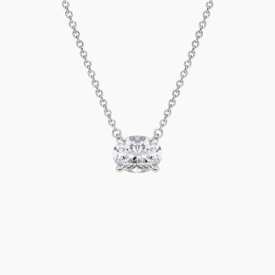Cina Taglio ovale 5A Bianco Cubico Zirconia Lucente Pendente di Gemme Collare per Donne Gioielli classici in vendita