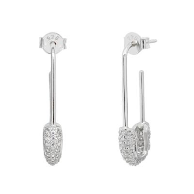 Cina Orecchini da cerchione per donne in argento 925 con diamante chiaro CZ gioielli in oro giallo brasiliano in vendita