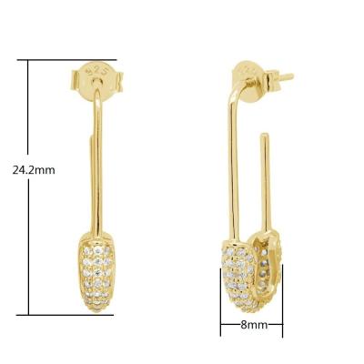 Cina Orecchini da cerchione per donne in argento 925 con diamante chiaro CZ gioielli in oro giallo brasiliano in vendita