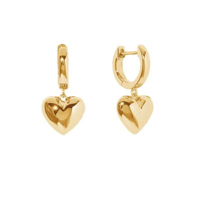 China Luxury Heart Dangle Gold Plated Hoop Earrings Brass Jewelry Women Custom Body Jewelry for sale