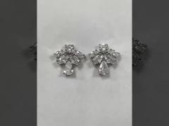 Custom White Gold Baguette Garnet Cluster Stud Earrings