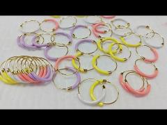 925 Sterling Silver EARRINGS 18MM Dia Hoops with Hot Pink Enamel and 18K Gold Plating