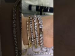 Hot Item 925 Sterling Silver Plating Gold 3mm Cubic Zirconia Tennis Bracelet For Women