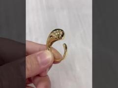 Wholesales 18K Gold Plated Stripe Pink Enamel Dome 925 Sterling Silver Women's Ring