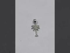 925 Sterling Silver Women'S Drop Earrings With Palm Tree Design And Zircon White CZ Diamond
