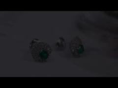 Blue and White CZ Diamonds 925 Sterling Silver Heart Stud Earrings for Custom Jewelry