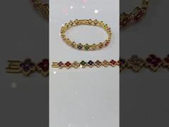 Rainbow Brass Gold Tennis Armband OEM ODM Kubische Zirconia Tennis Armband