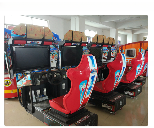 Player using the racing simulator