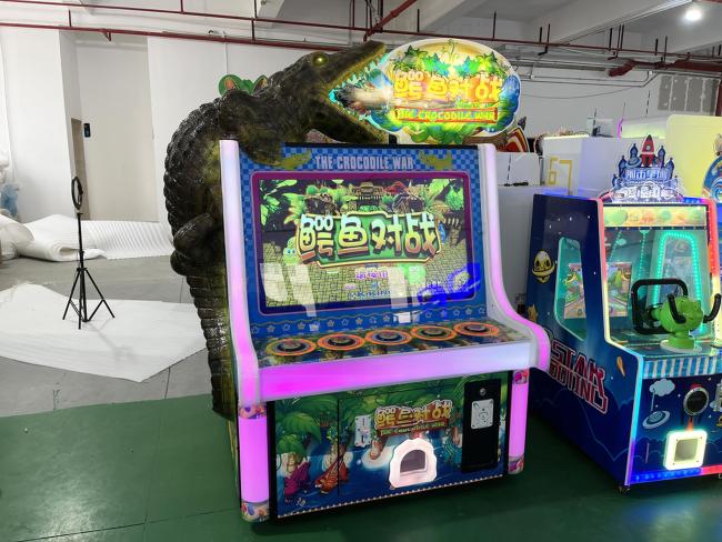 Front view of crocodile game machine showing colorful design