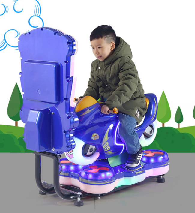 Indoor game center motorcycle kiddie ride front view