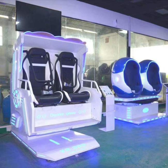 Close-up of VR chair controls and screen