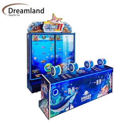 China Blue Coin Pusher Go Fishing Ticket Redemption Game Machine For Under Water World Fishing Arcade Lottery Machine English Utilization for sale