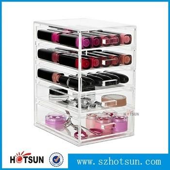China Wholesale Hold Many Cosmetic Acrylic Makeup Organizer, Cheap clear acrylic makeup organizer with 5 drawers for sale for sale