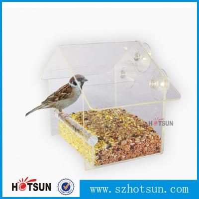 China Wholesale 2016 Custom Hanging Bird Water Feeder,Grateful Gnome Window Brid Feeder,Acrylic Clear for sale