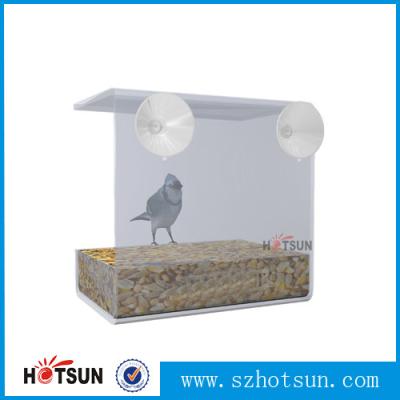 China Wholesale 2016 Custom Hanging Bird Water Feeder,Grateful Gnome Window Brid Feeder,Acrylic Clear for sale
