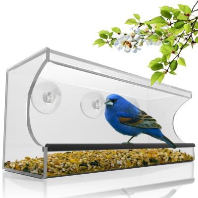 China Birdscapes window bird feeder House shaped clear acrylic bird feeder for sale