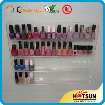 China Clear Acrylic Nail Polish Wall Display Rack, custiomized tier nail polish rack for sale