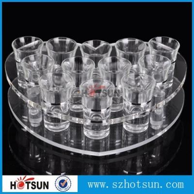 China acrylic beer tasting tray holder / acrylic tray cup holder / acrylic shot glass tray for bar for sale