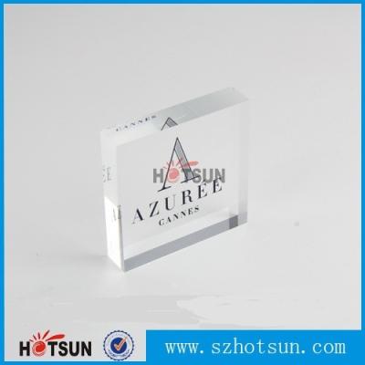 China OEM brand logo solic acrylic block, Lucite/PMMA promotion block stand for sale