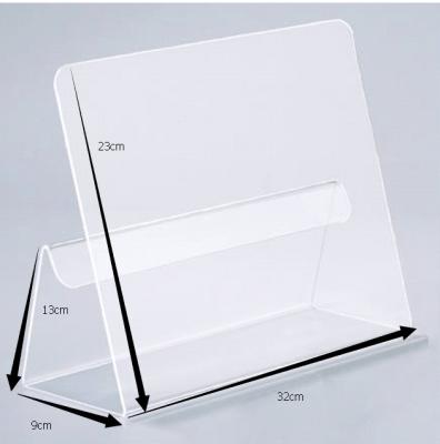 China Clear Acrylic Postcard Display Plexiglass Book Stand Plastic Cookbook Holder for sale