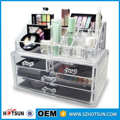China Acrylic Cosmetic Storage Display Boxes, Wholesales cosmetic organizer with drawers,hot sales acrylic makeup organizer for sale