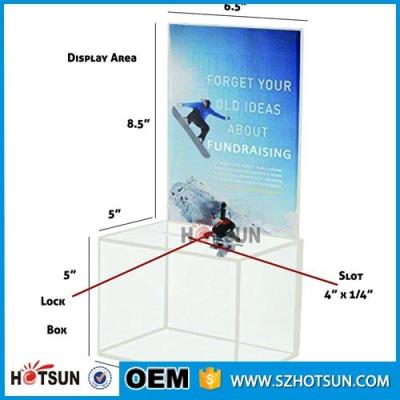 China customized hot sale clear acrylic donation box with locks high quality for sale