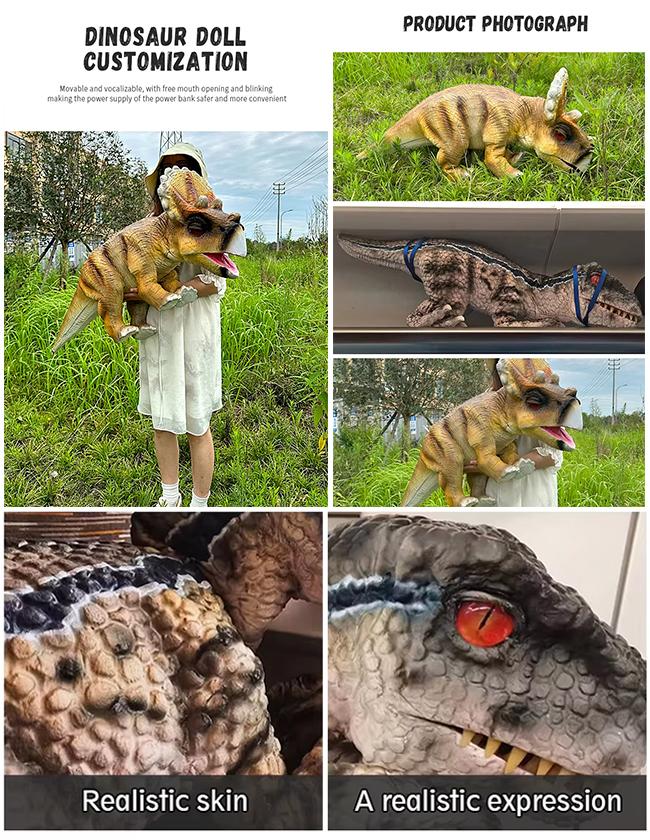 Animatronic baby dinosaur puppet demonstrating realistic movements