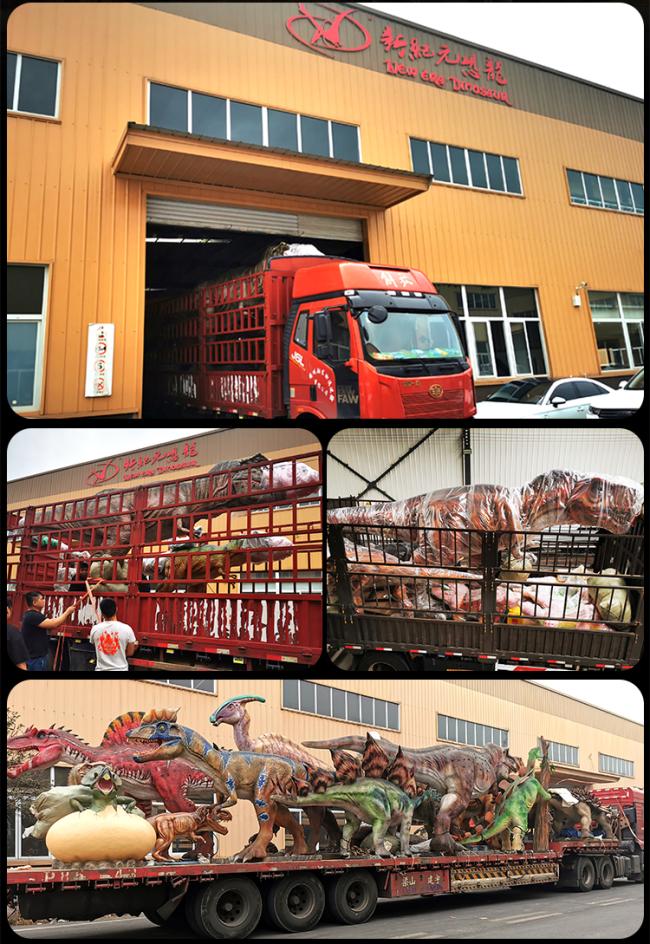 Packaged dinosaur ride ready for shipping