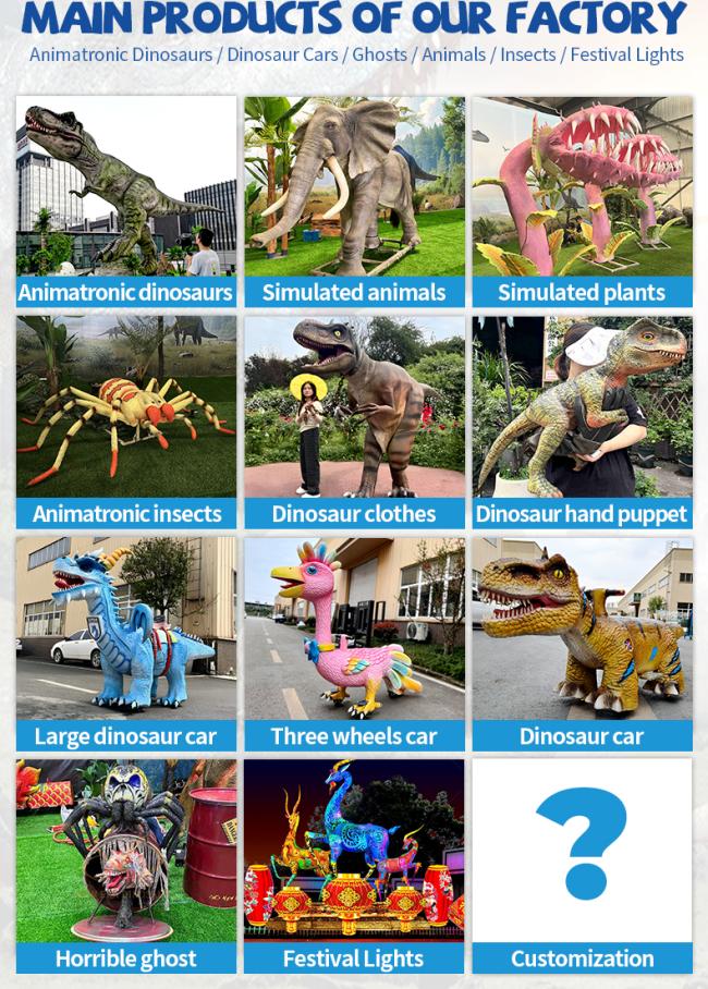 Production team working on animatronic dinosaurs