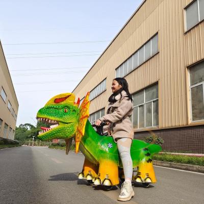 China 100kg Load Kiddie Animatronic Dinosaur Ride Coin Control Remote Control Dinosaur Ride On for sale