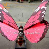 Quality Waterproof Simulation Animatronic Butterflies Animated Insect Model Red Color for sale