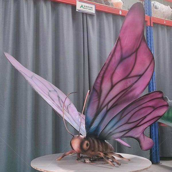 Quality Waterproof Simulation Animatronic Butterflies Animated Insect Model Red Color for sale