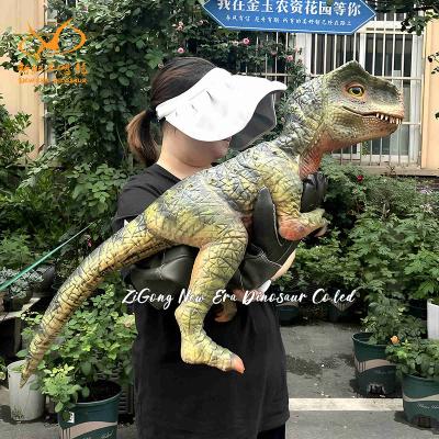 China Customized Size Green T Rex Baby Dinosaur Hand Puppet For Stage Show And Garden for sale