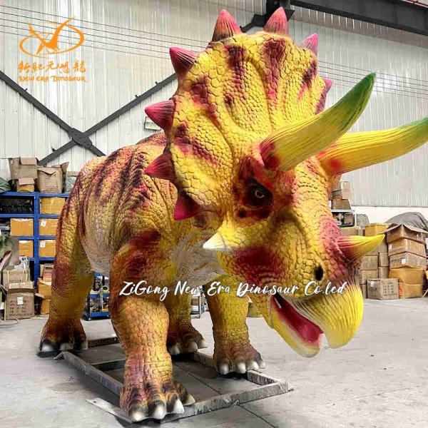 Quality Customized Color Animatronic Triceratops Electric Dinosaur With Infrared Sensor for sale