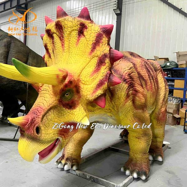 Quality Customized Color Animatronic Triceratops Electric Dinosaur With Infrared Sensor for sale