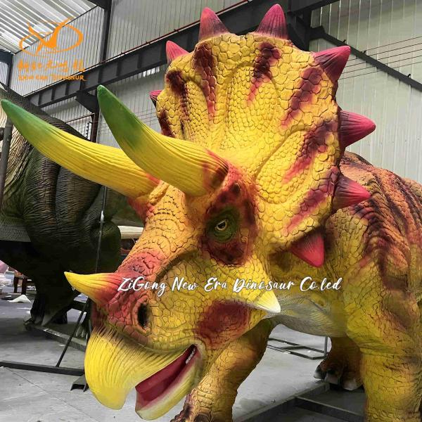 Quality Customized Color Animatronic Triceratops Electric Dinosaur With Infrared Sensor for sale