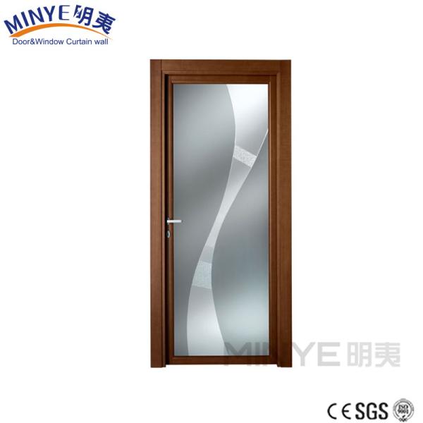 Quality Elegant Design Interior Aluminum Bathroom Door with Ventilation and Wood Color for sale