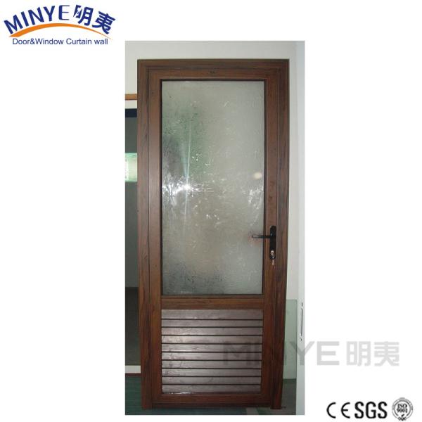 Quality Elegant Design Interior Aluminum Bathroom Door with Ventilation and Wood Color for sale