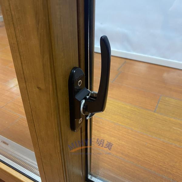 Quality Living Room Wood Color UPVC Window with Glass Door and Horizontal Sliding for sale