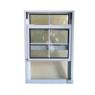 China UPVC handmatig verticaal schuifvenster met gehard glas en glasvezel-schermnet Te koop